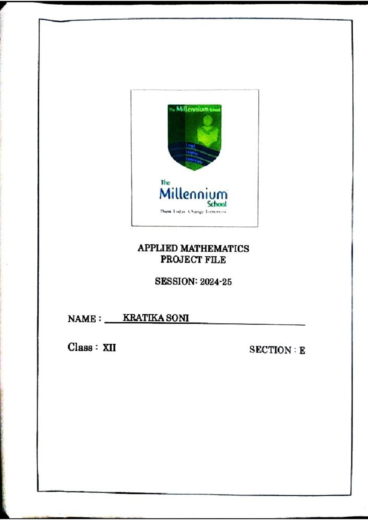Project File: Applied Mathematics (Class XII) - Maxima & Minima ...