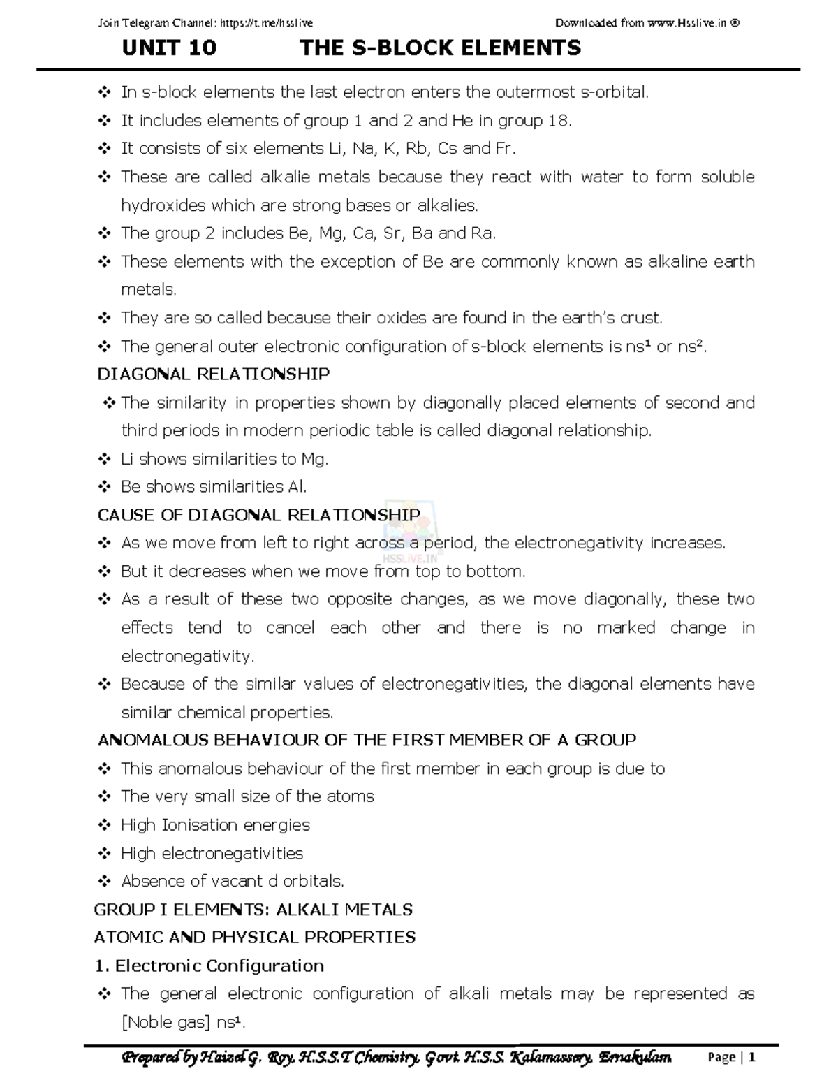 Hsslive-xi-chem-10. The S-Block Elements - UNIT 10 THE S-BLOCK ELEMENTS ...