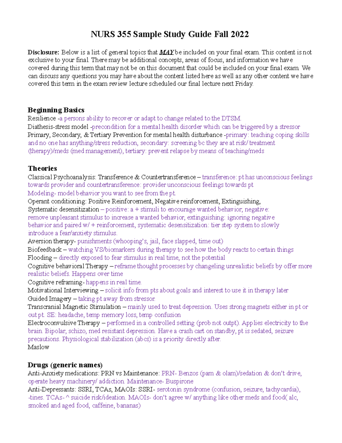 NURS 355 Comprehensive Study Guide for Fall 2022 Final Exam - Studocu