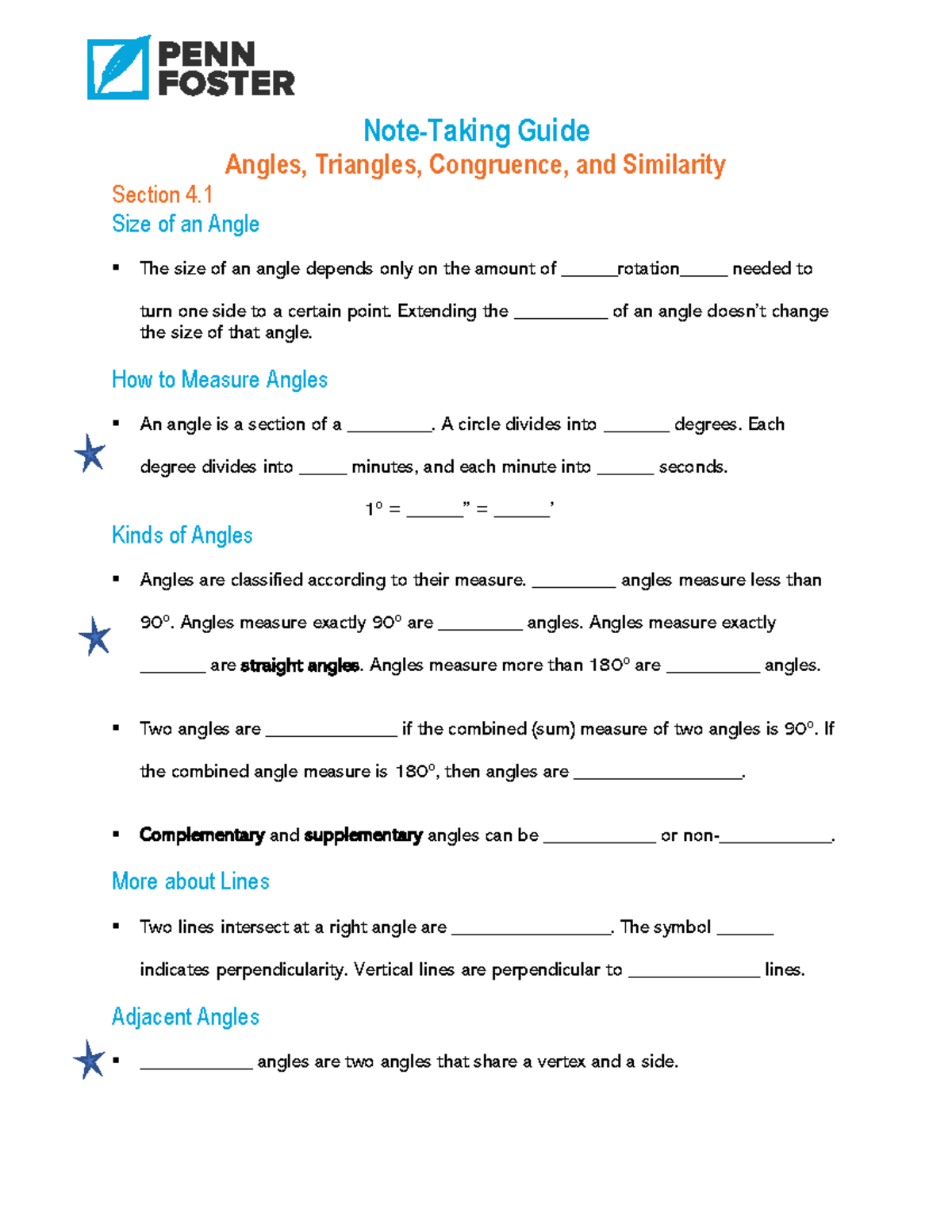 Guided Notes - Lesson 4 - 4.1 - 4.7 - Angles Triangles Congruence and ...