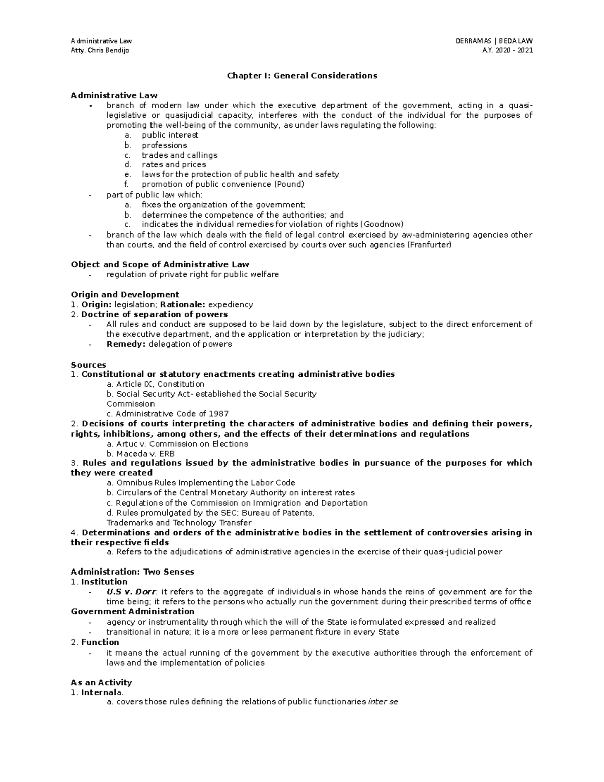 Administrative Law Chapter 3 Lecture Notes (AY 2020-2021) - Studocu