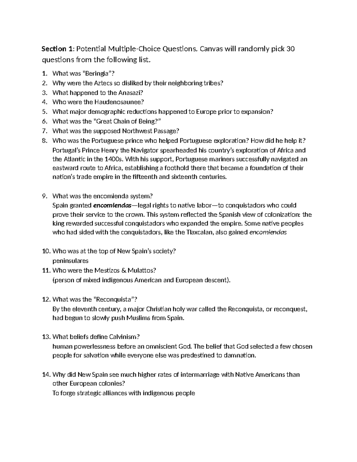 1301 Quiz 1 Study Guide: Key Concepts & Potential Questions - Studocu