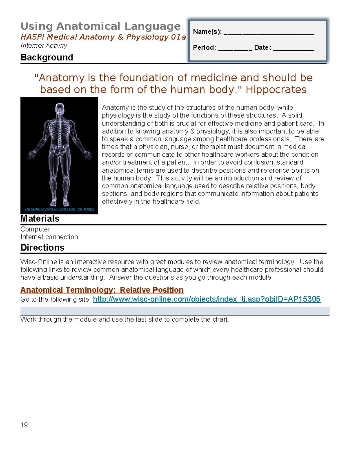 HASPI 01a: Introduction to Anatomical Language for Healthcare ...