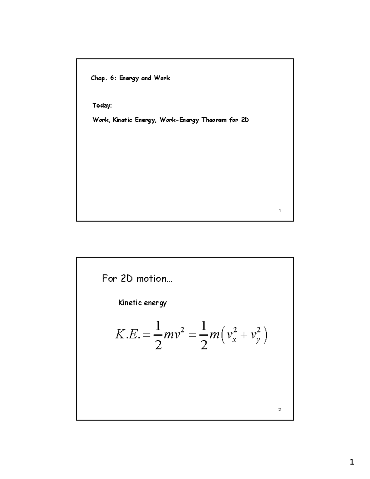 Energy and Work in 2D Motion: Concepts and Applications (Phys 101 ...