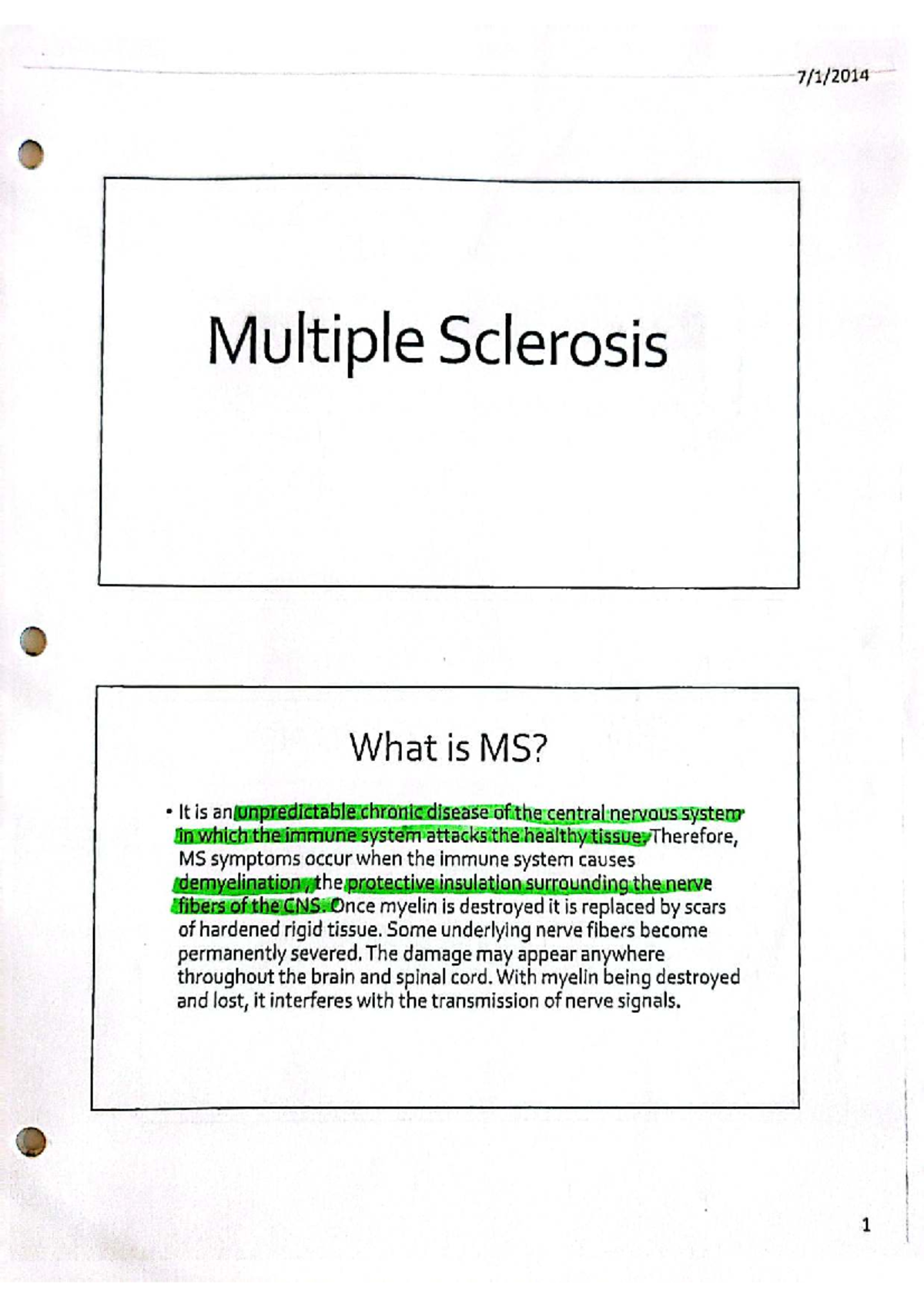 MS - Comprehensive Notes on Multiple Sclerosis: Etiology, Symptoms ...