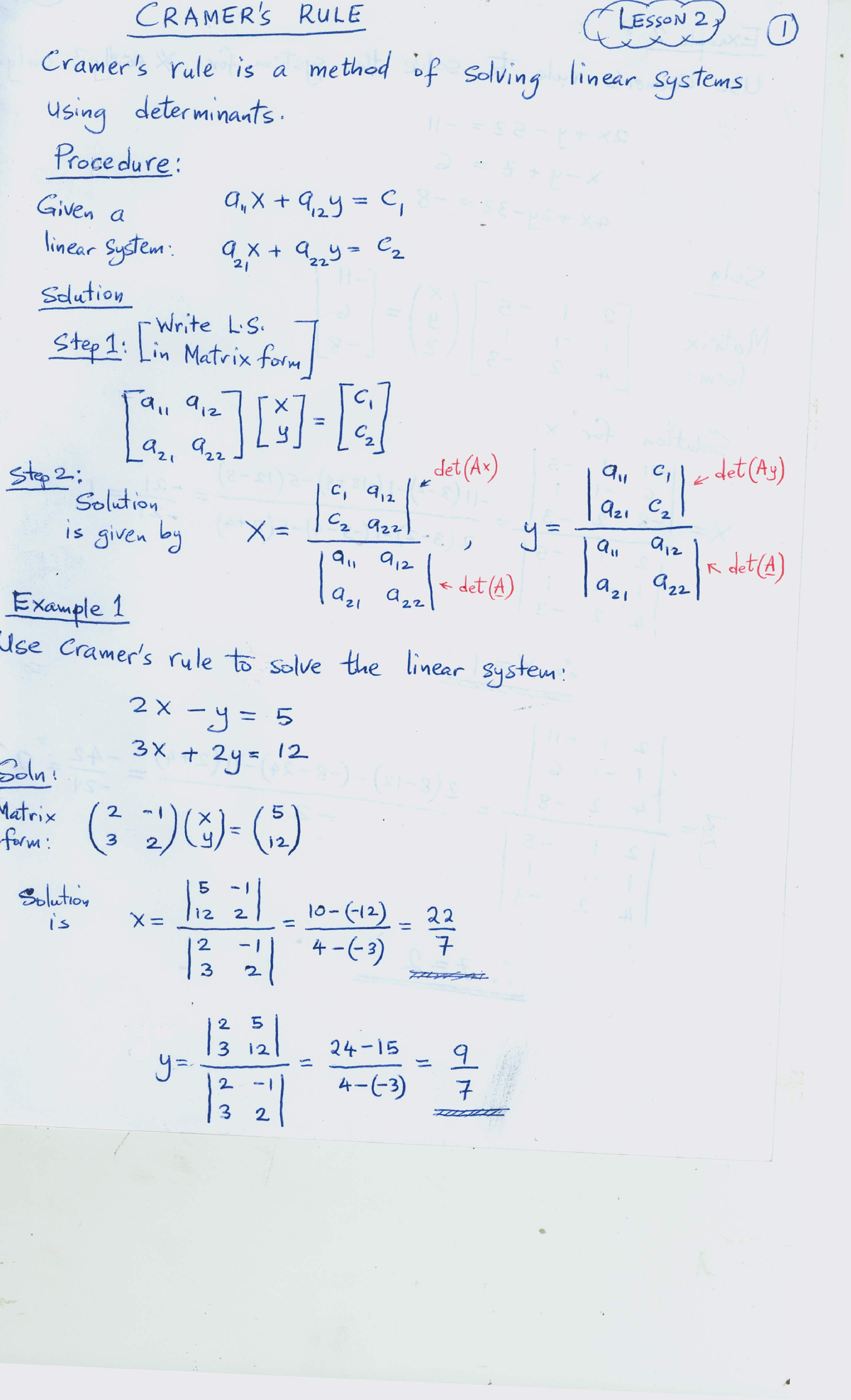Lesson 2 Cramers Rule - Summary of course - Engineering Mathematics ...