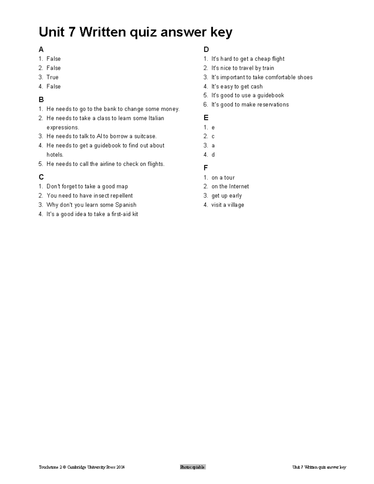 Course 7 Unit 7 Written QUIZ Answer Key with Explanations - Studocu