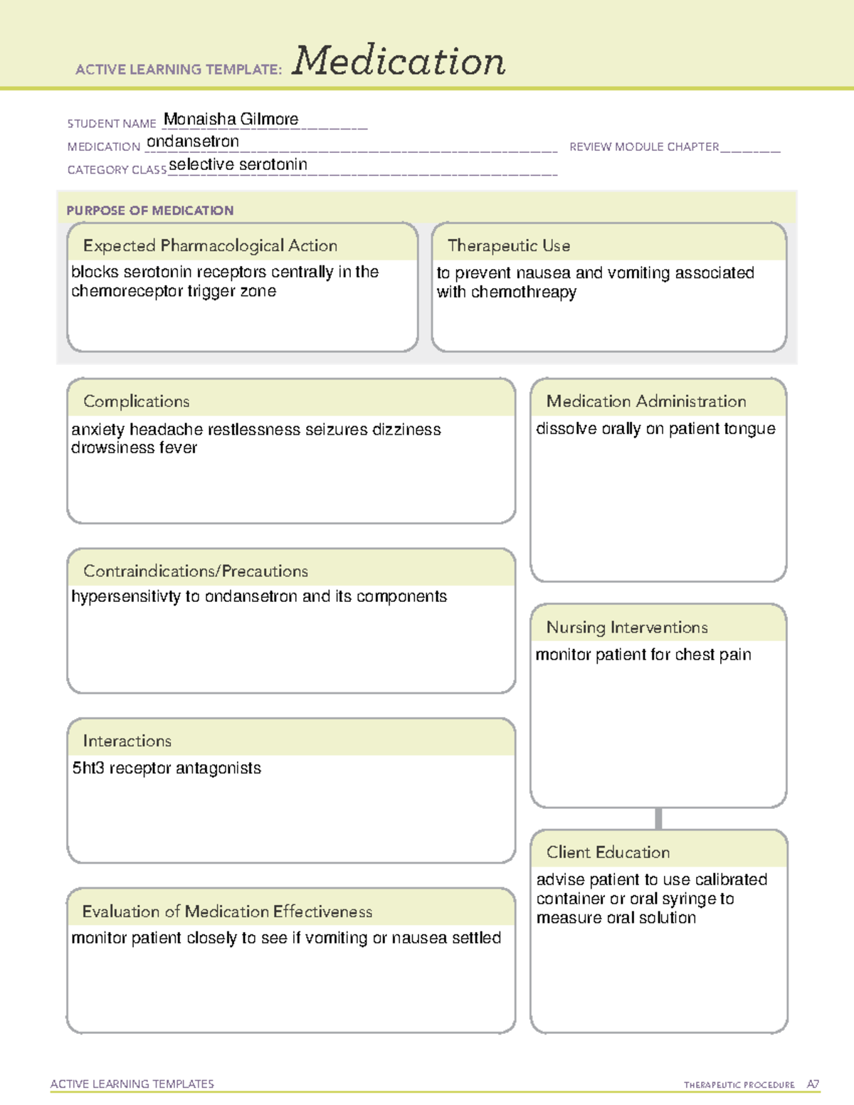 Med temp ondansetron - medication template - ACTIVE LEARNING TEMPLATES ...