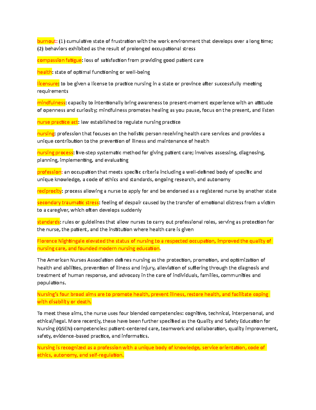 FON Ch 1-5: Essential Nursing Concepts and Professional Standards - Studocu