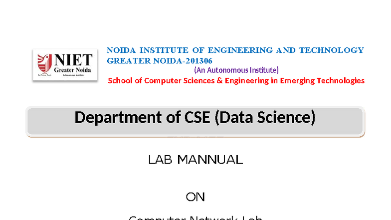 Computer Networks Lab Manual (BCSE0552) - 5th Semester Experiments - Studocu