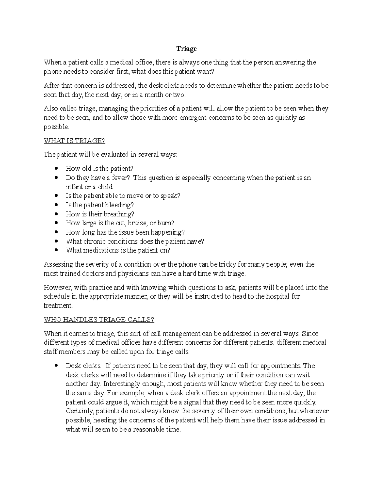 Lesson 9 Outline: Effective Patient Triage Strategies - Studocu
