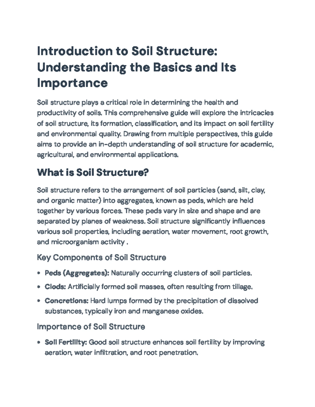 Soil Structure (AGRI 101): An In-Depth Analysis and Ecological ...