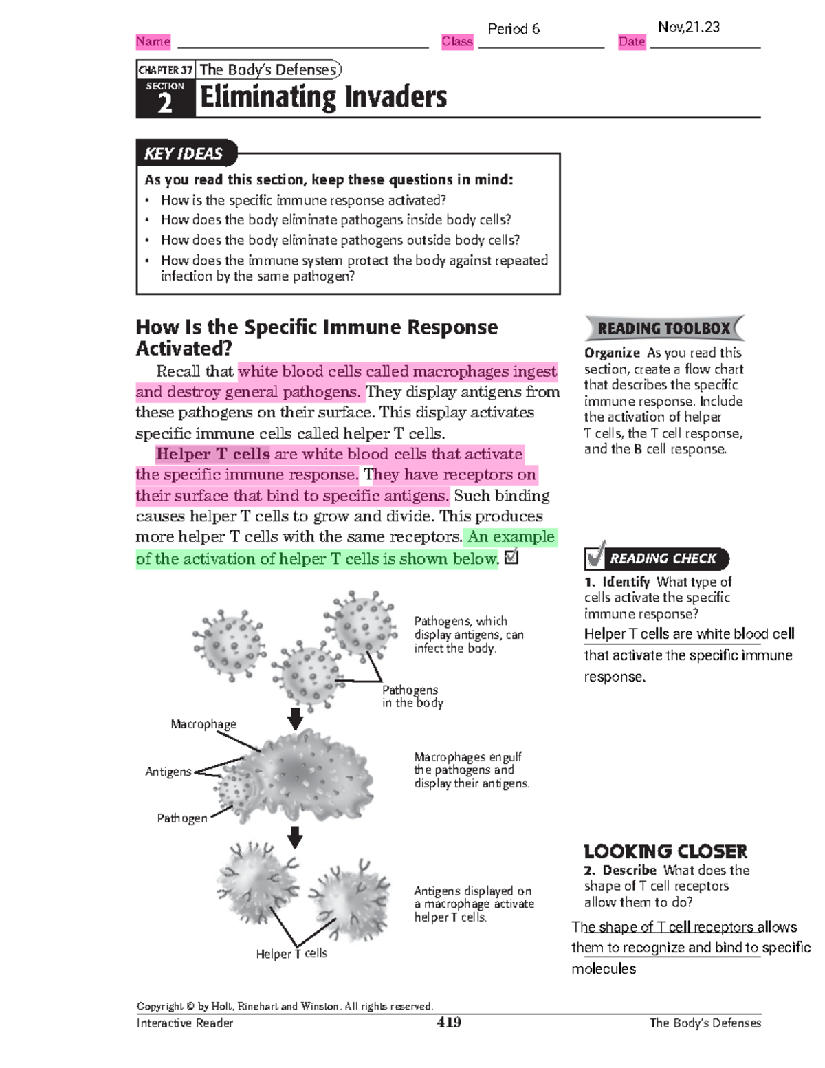 Eliminating Invaders: Human Body Immune System - XC2 - Chapter 37 Notes ...