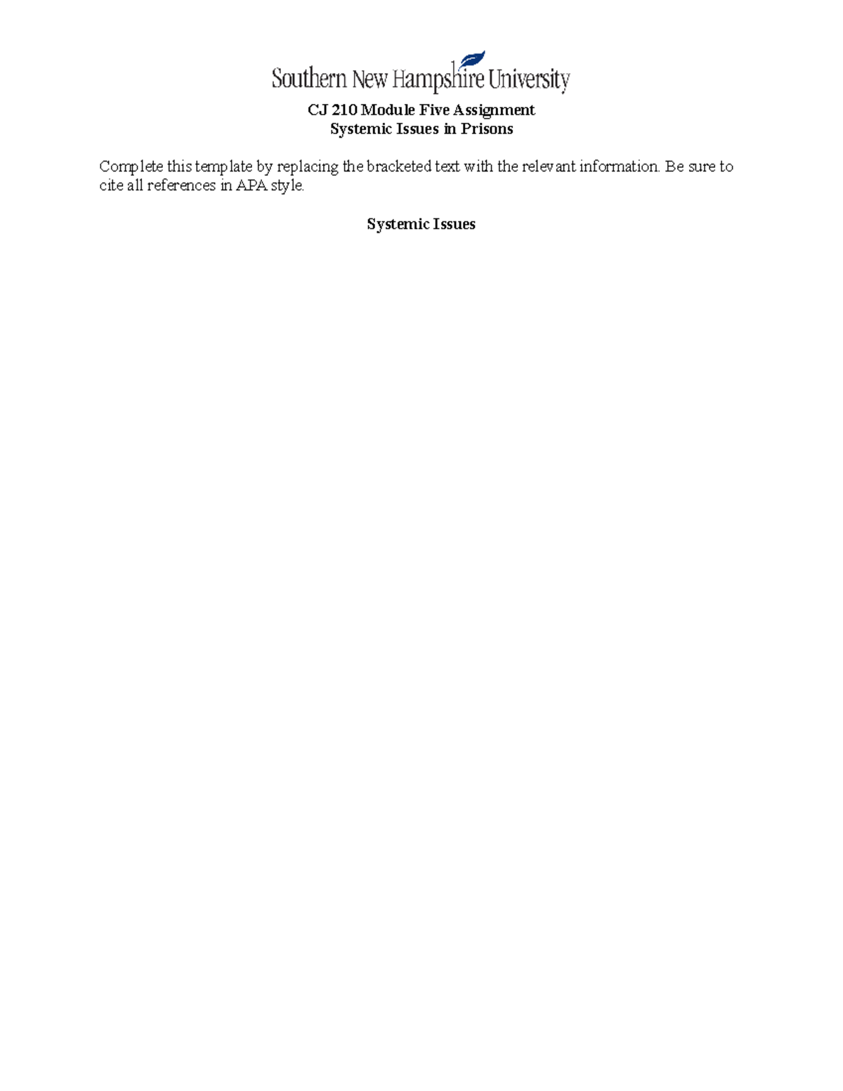 CJ 210 Module Five Assignment - CJ 210 Module Five Assignment Systemic ...