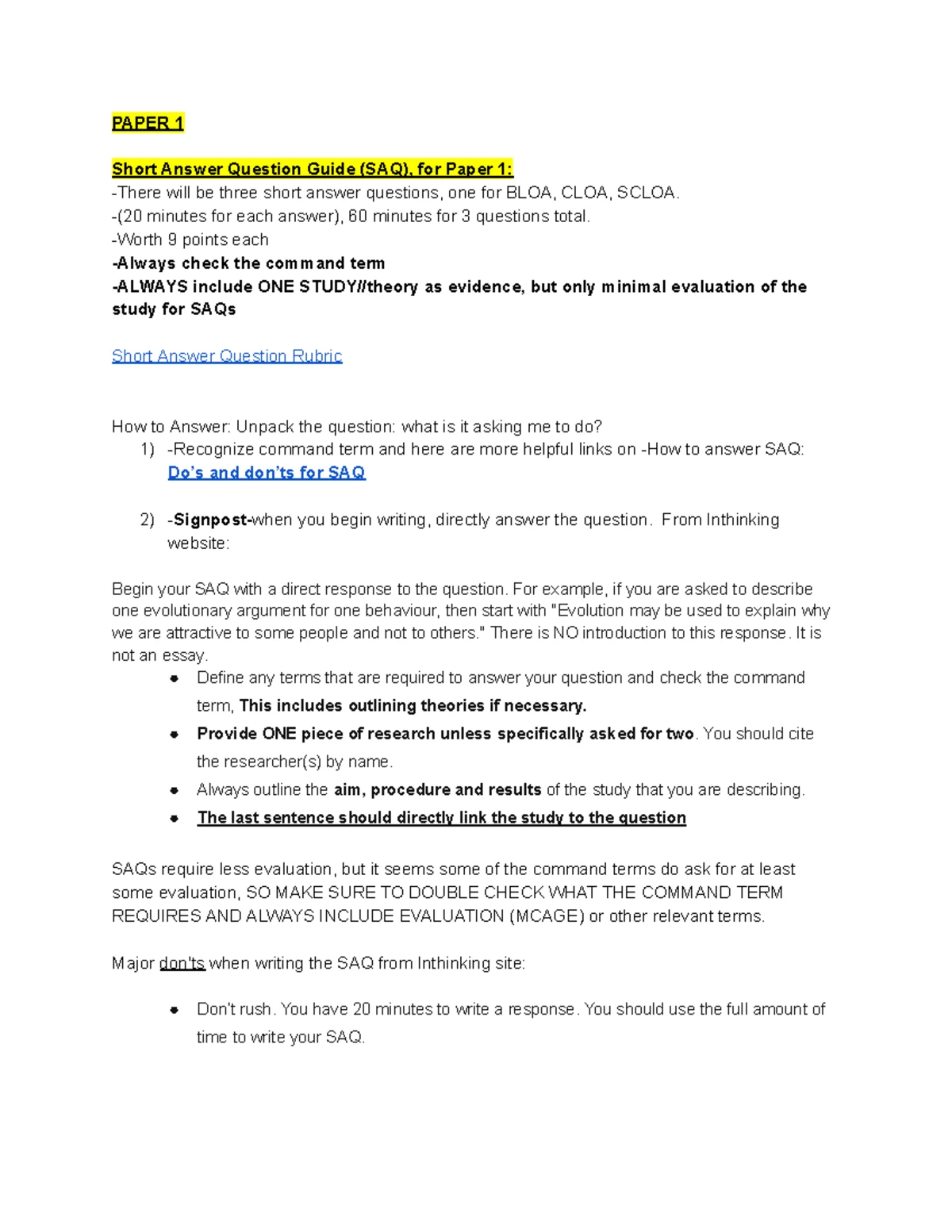 IB Psychology A Study Guide: Key Concepts for Revision & Exam Success ...