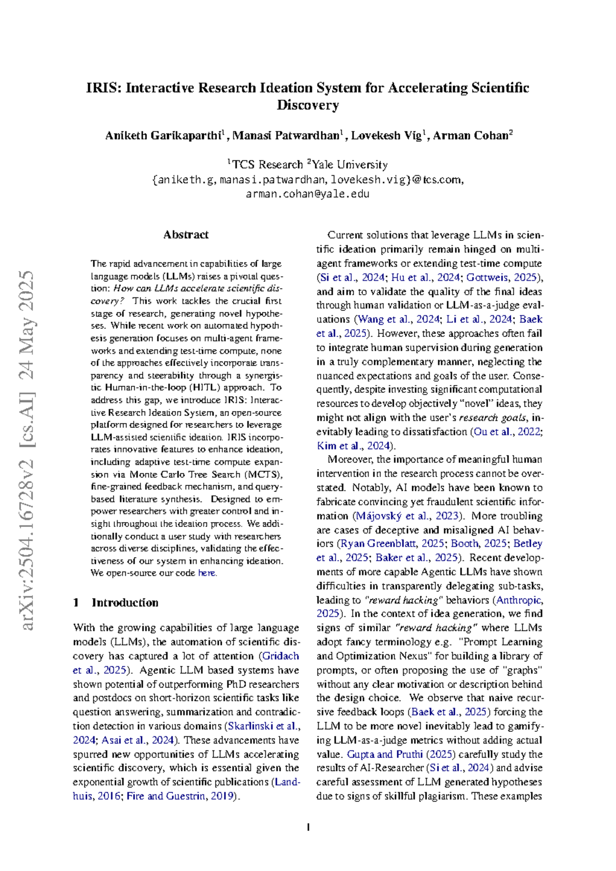 IRIS: Interactive Research Ideation System for Scientific Discovery - Studocu