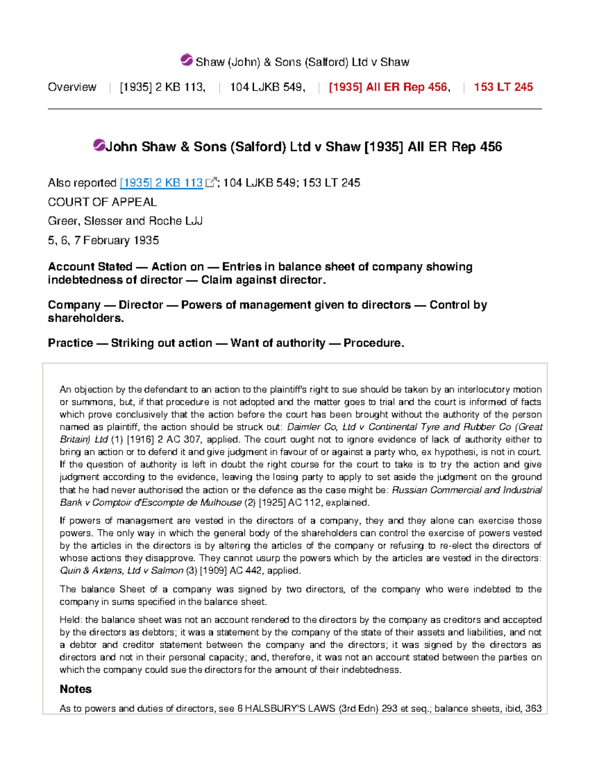 John Shaw & Sons (Salford) Ltd v Shaw: Case Overview & Legal Principles ...