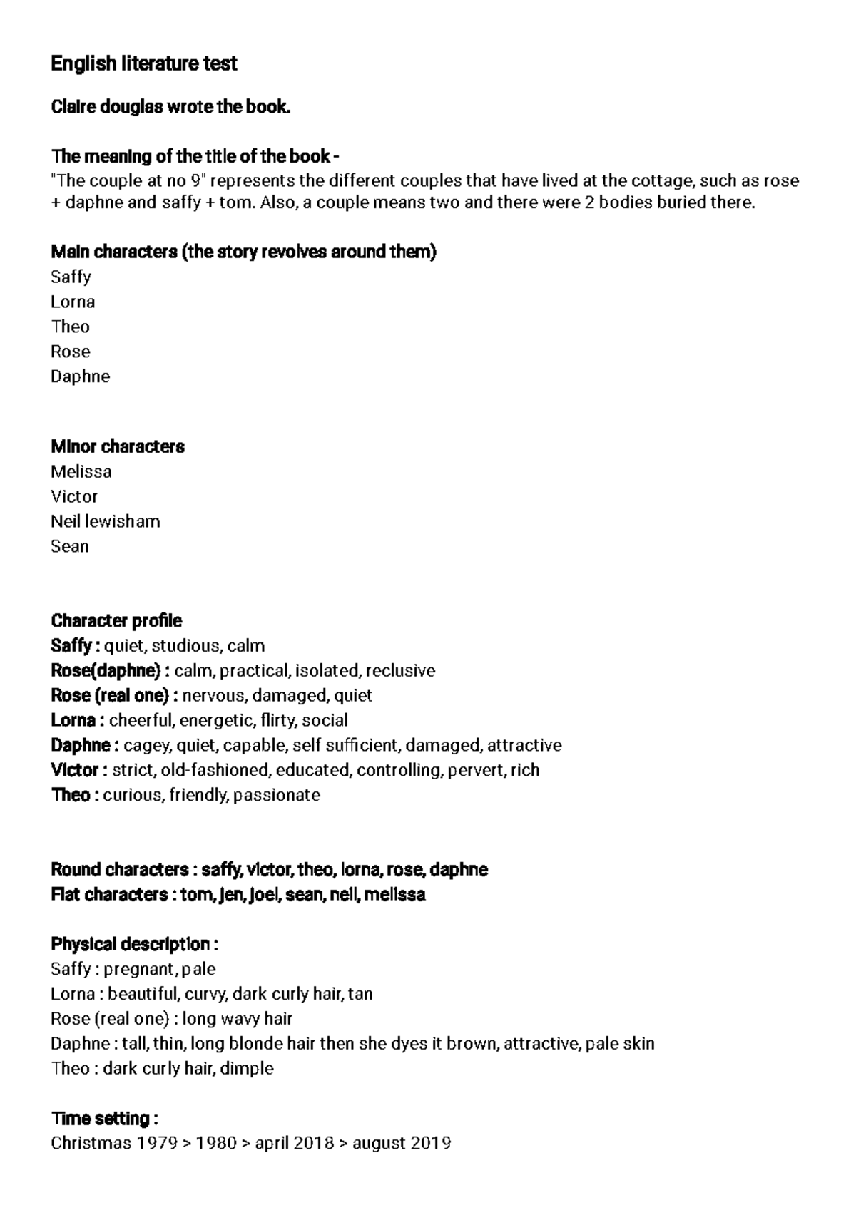 English Literature Test Notes: "Couple at No" Analysis (240217) - Studocu