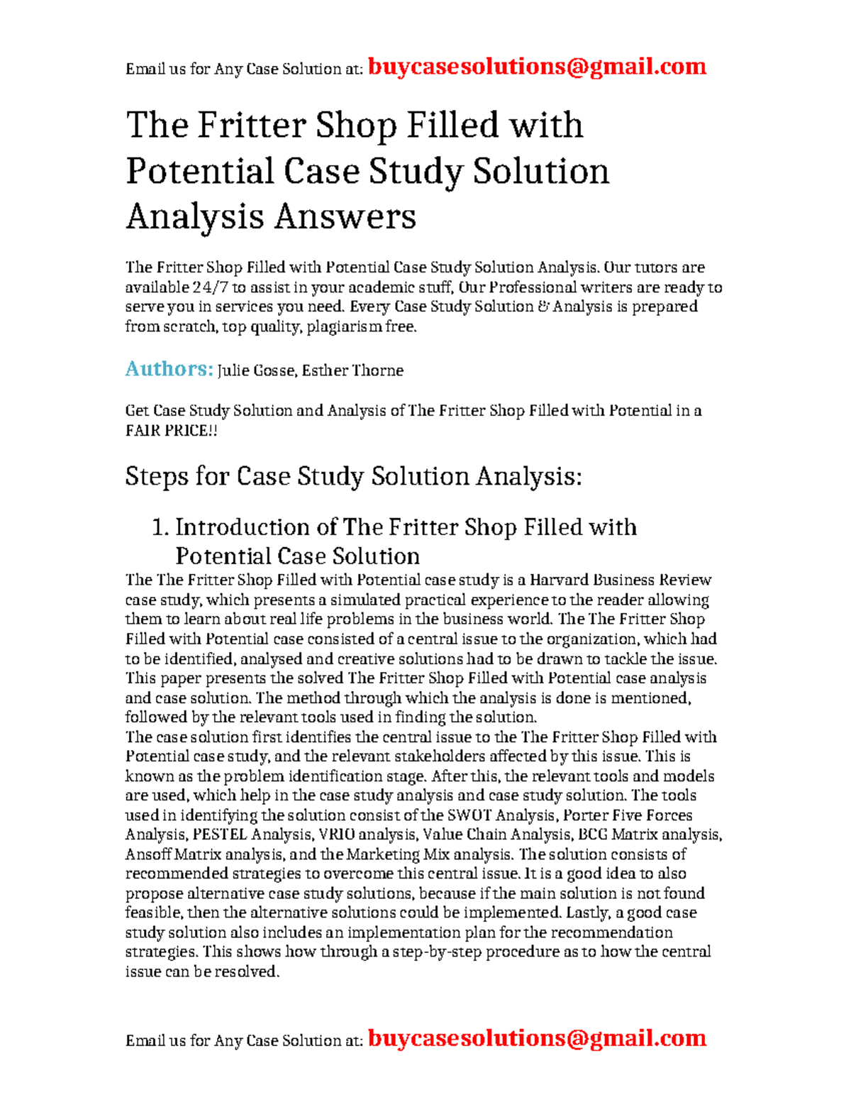 Case Study Analysis: The Fritter Shop (HBR Case) Solutions & Strategies ...