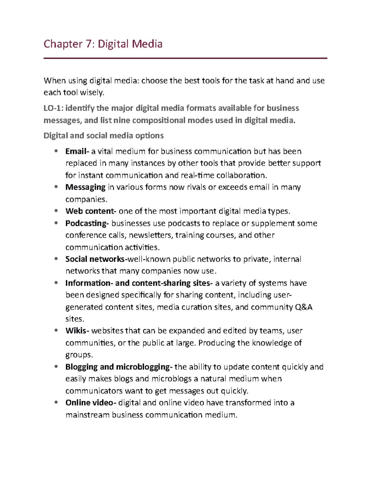 Chapter 7 Notes: Understanding Digital Media in Business Communication ...