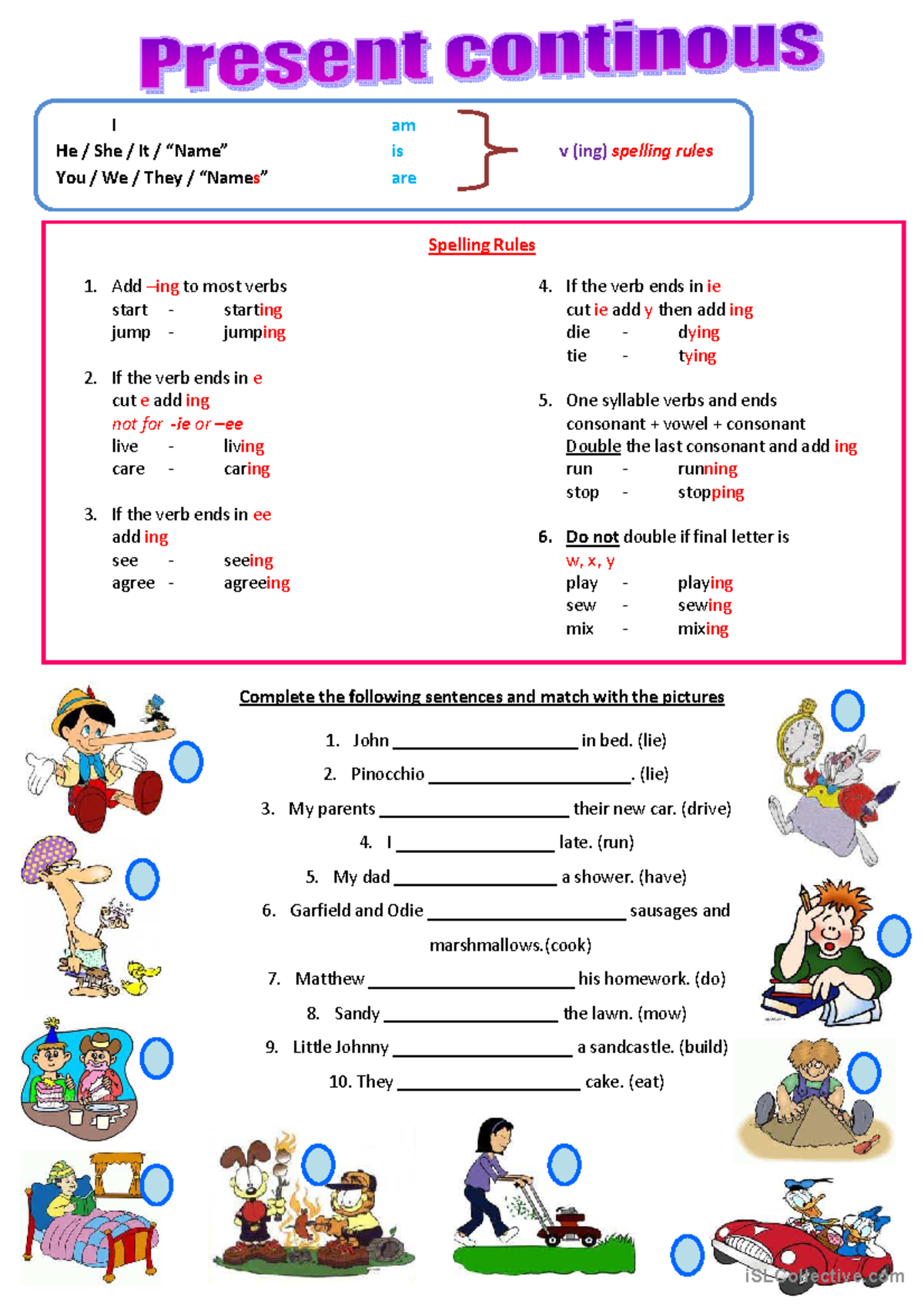 Present Continuous: Spelling Rules and Verb Forms - Studocu