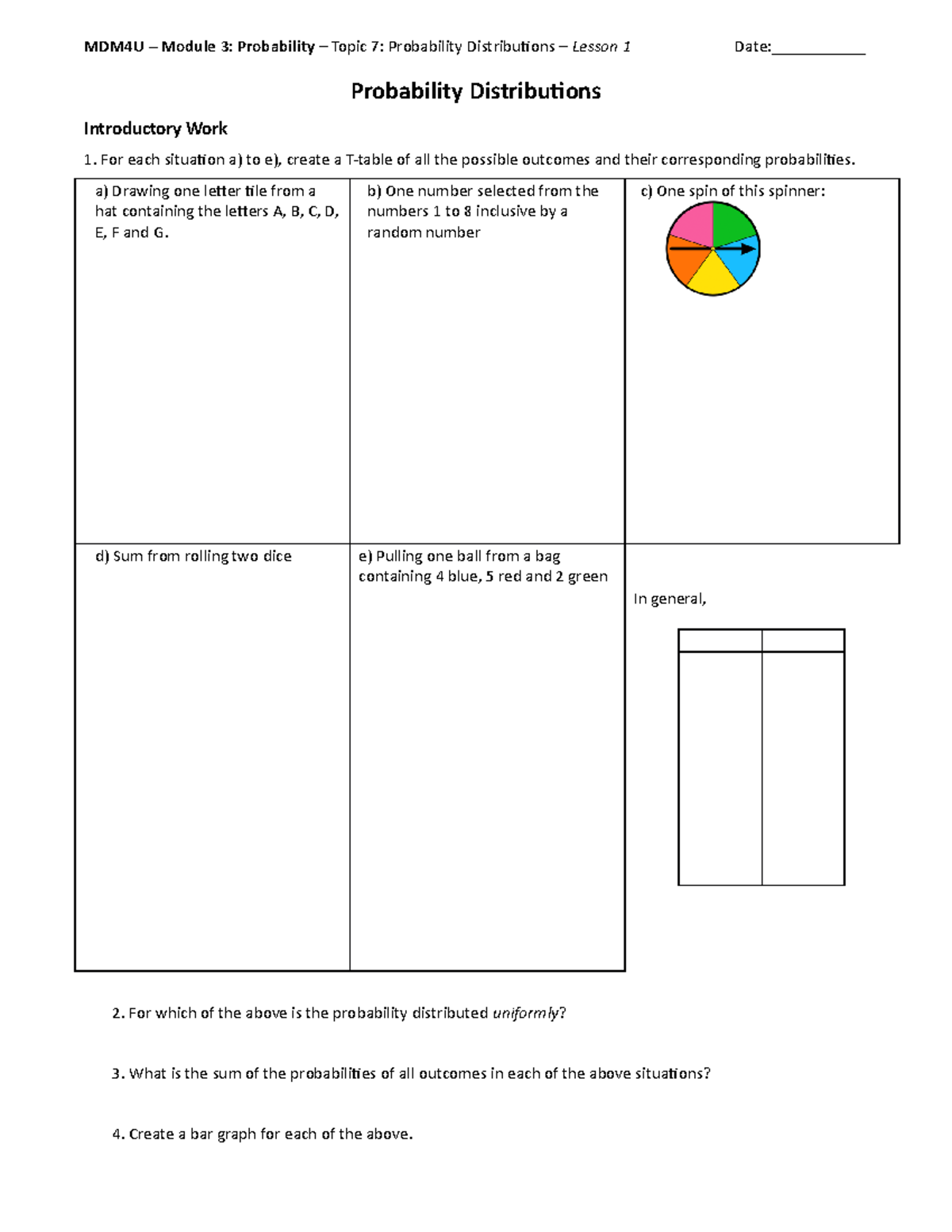 7.1 - Uniform Probability Distributions - MDM4U – Module 3: Probability ...