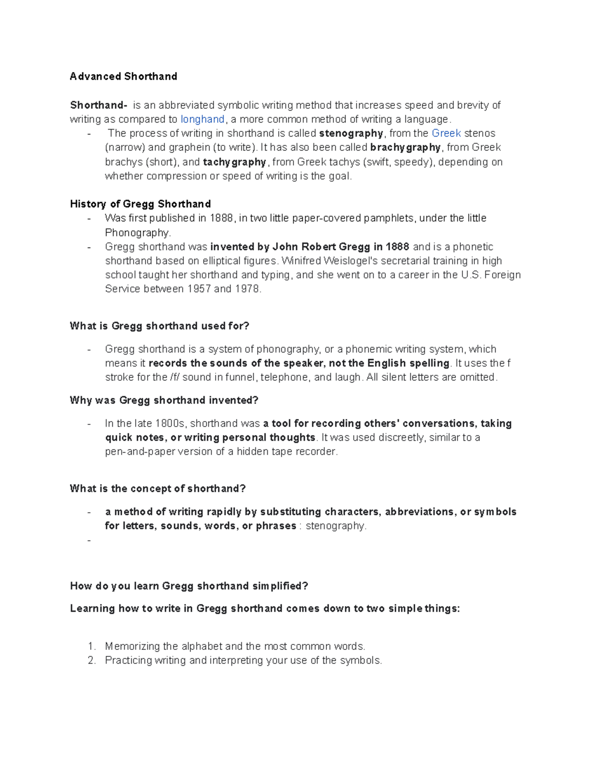 BSOA Advanced Shorthand Study Guide and Overview - Studocu