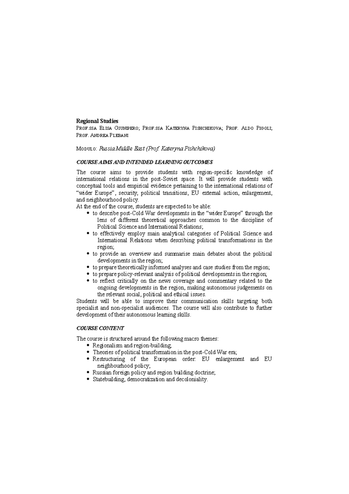 2BPE Regional Studies: Russia, East Asia, and Middle East Overview ...