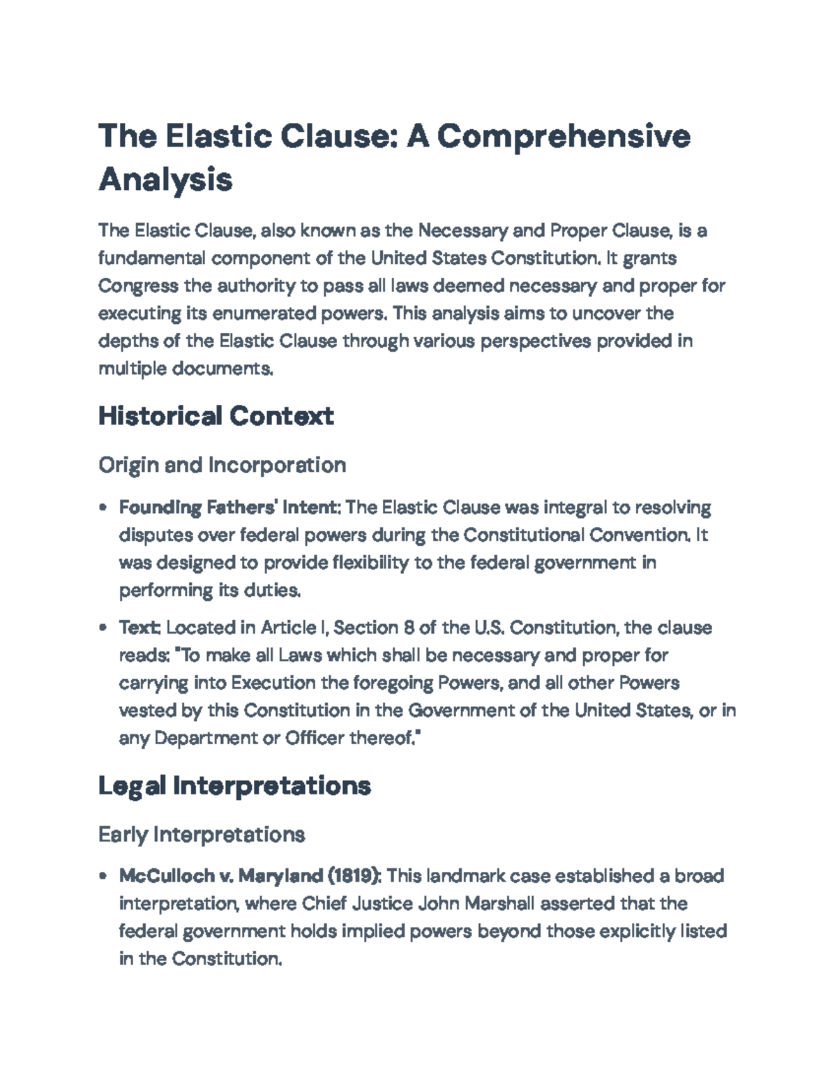 The Elastic Clause: In-Depth Analysis of Federal Powers and Authority ...