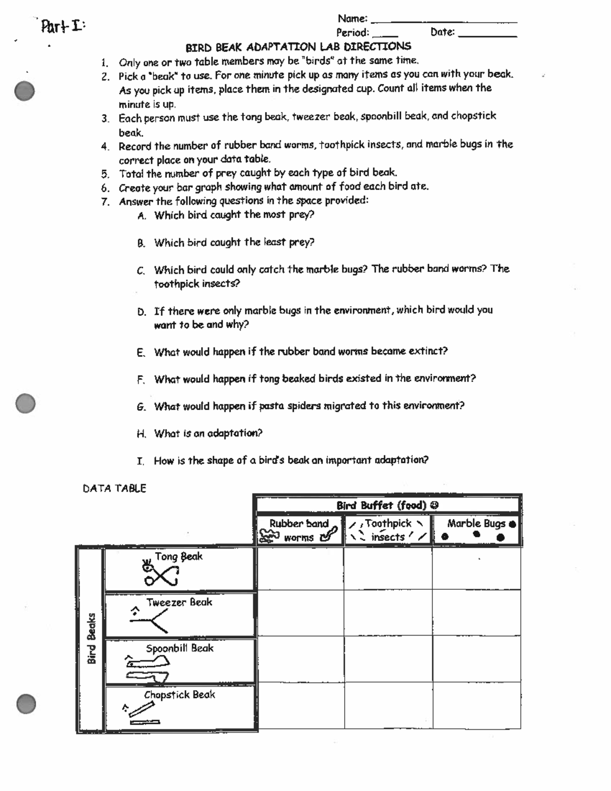 Bird Beak Adaptation Lab Directions - BIO 101 Lab Activity - Studocu