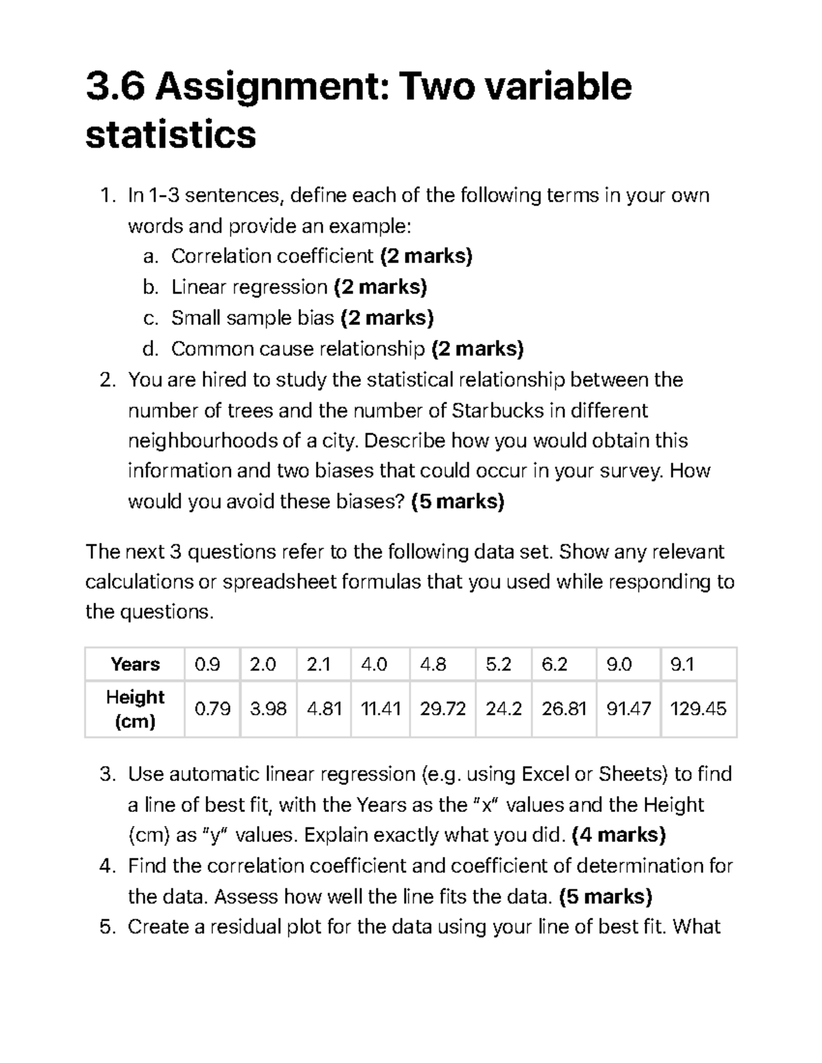 3.6 Assignment: Two Variable Statistics and Analysis Techniques - Studocu