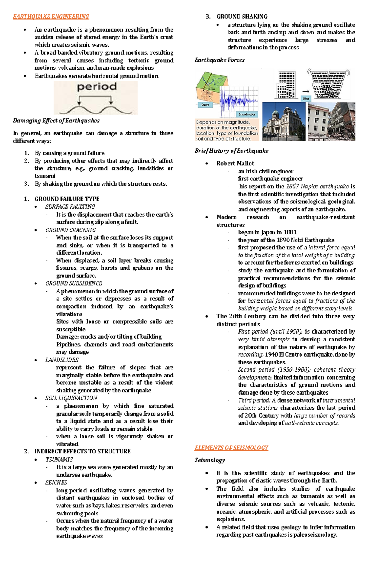 Electives 2 - Earthquake Engineering: Key Concepts and Impacts - Studocu