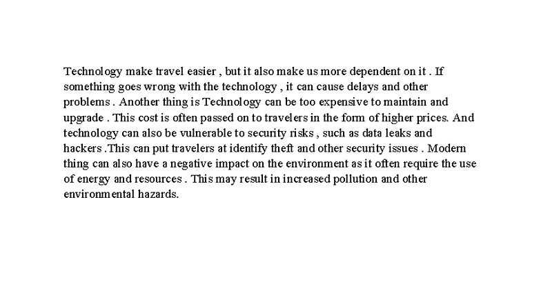 The Impact of Technology on Travel: Benefits and Drawbacks - Studocu