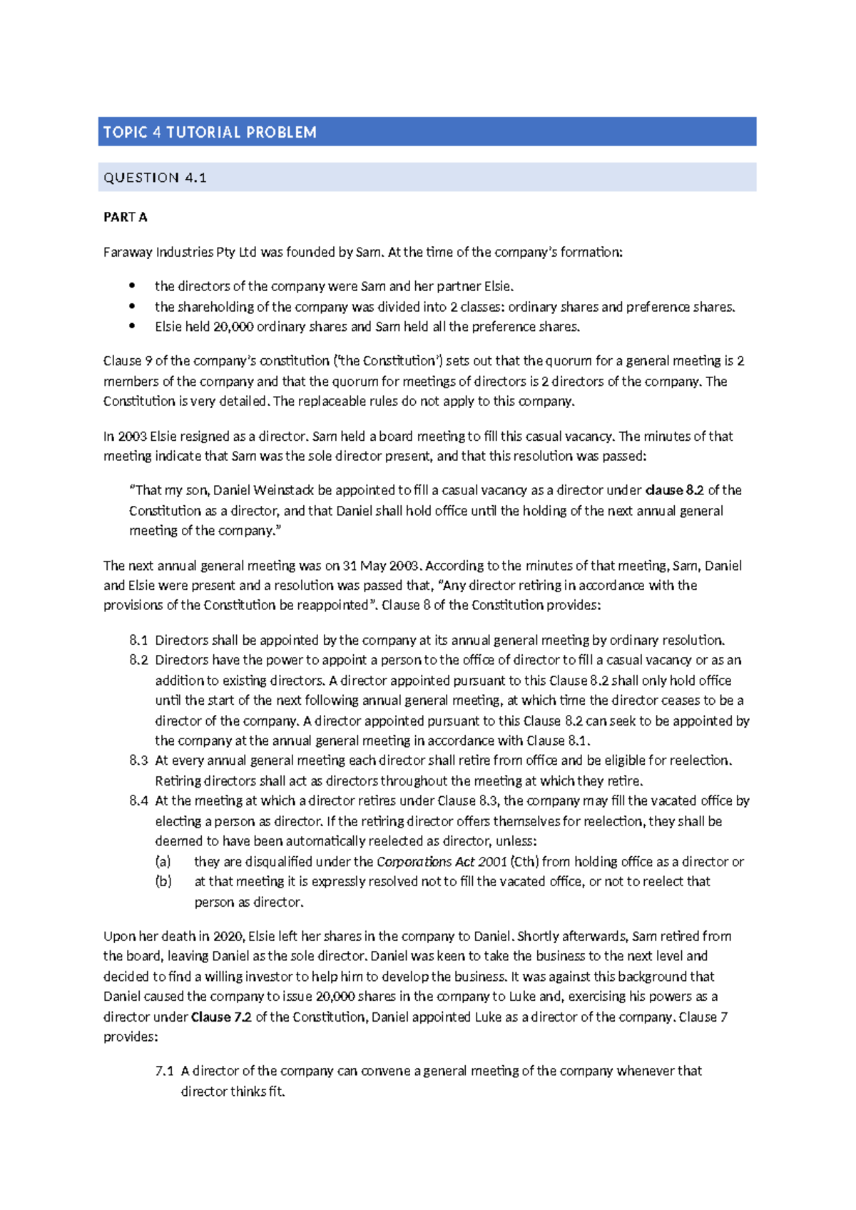 LLH305 Topic 4 Tutorial Questions - TOPIC 4 TUTORIAL PROBLEM QUESTION 4 ...