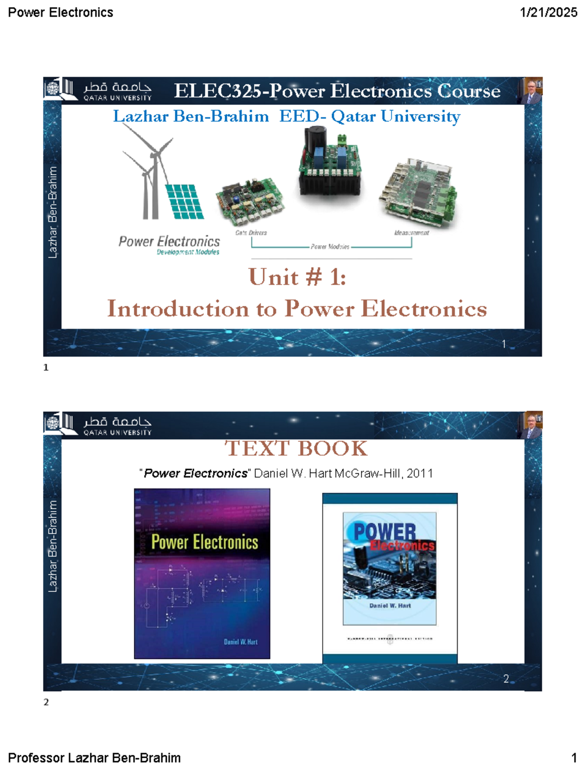 ELEC325-Unit#1-Introduction - ####### 1 Prof. Lazhar Ben-Brahim ELEC325 ...