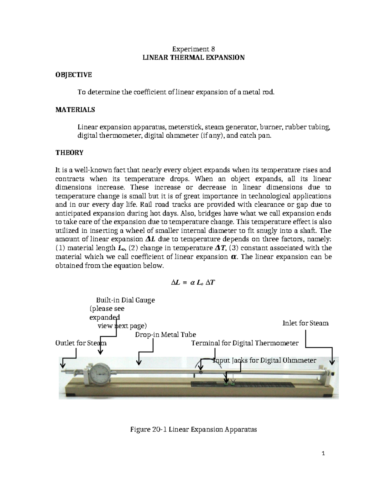BSEE 1-C Experiment 8: Exploring Linear Thermal Expansion Effects - Studocu