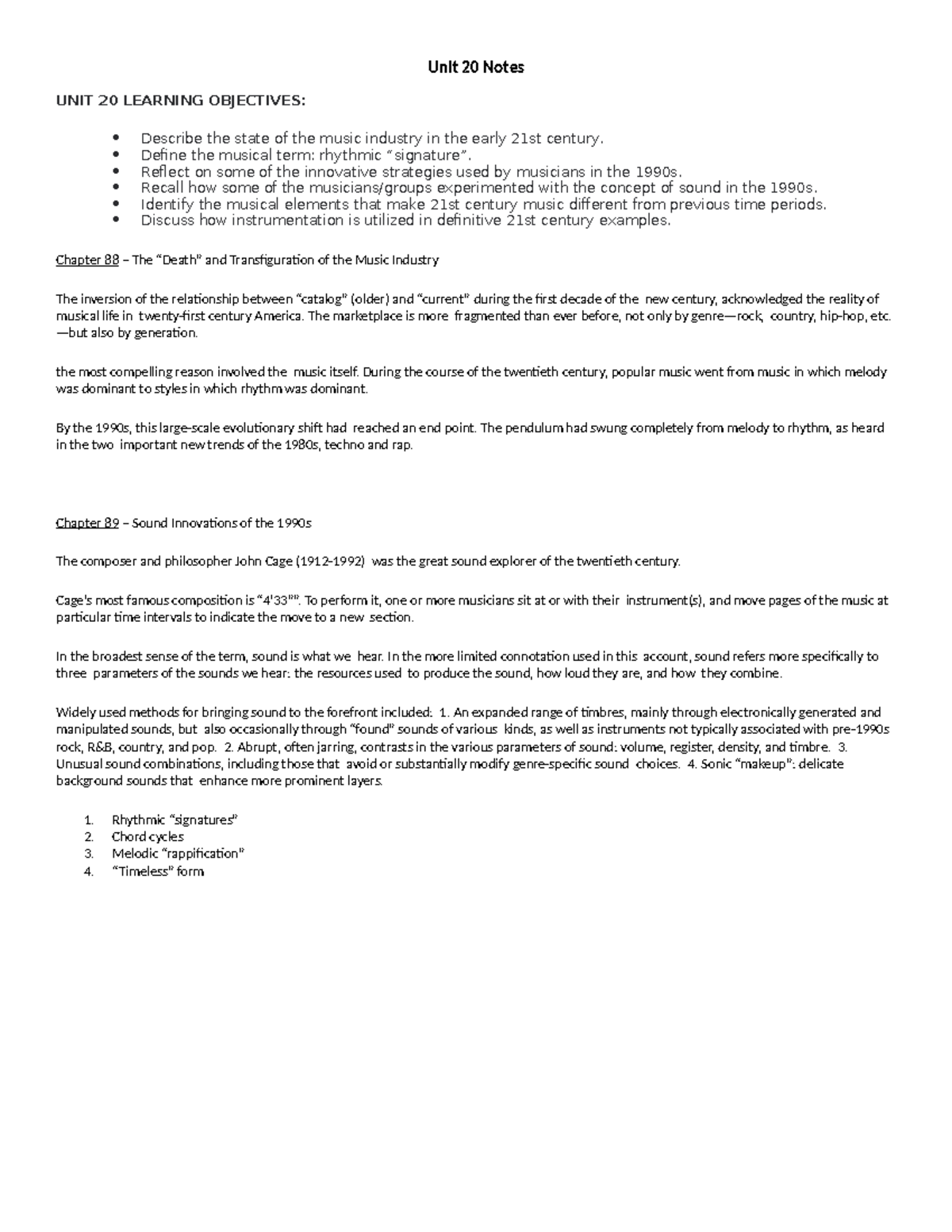 Unit 20 Notes - Unit 20 Notes UNIT 20 LEARNING OBJECTIVES: Describe the ...