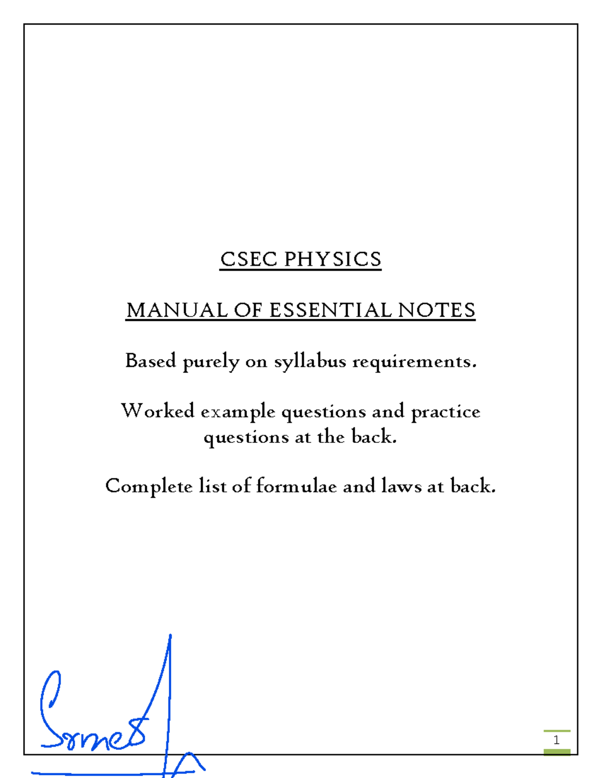 CSEC PHYSICS 101: ESSENTIAL SUMMARY NOTES AND FORMULAE - Studocu
