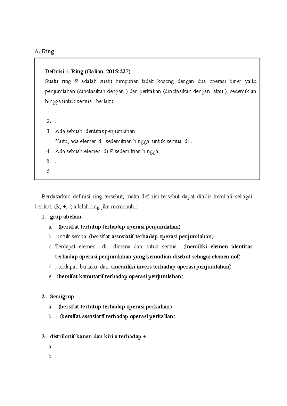 Ring, Daerah Integral, dan Lapangan: Konsep & Contoh (Revisi) - Studocu