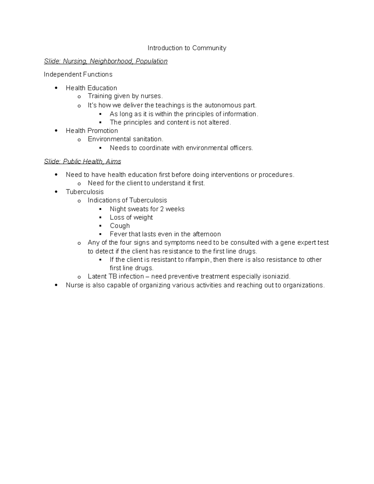 Introduction to Community Health Education & Promotion Notes - Studocu