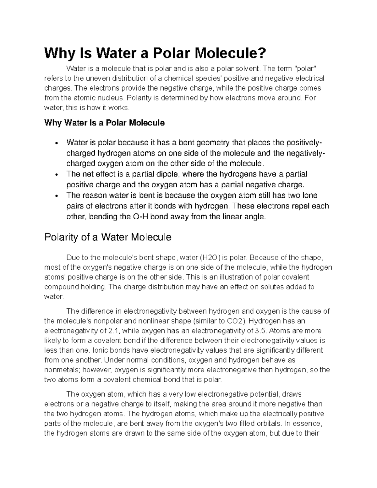 Understanding Water's Polarity: Chem 114 Module Insights - Studocu