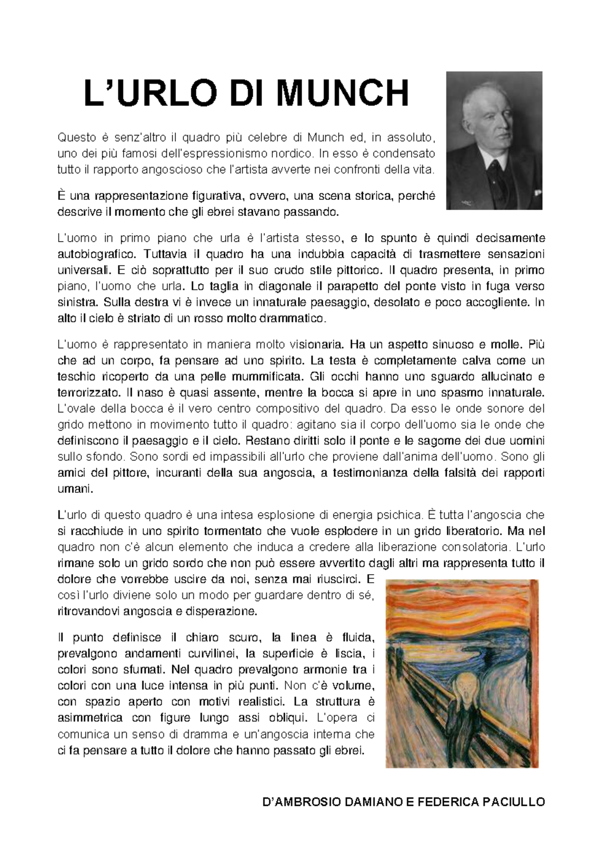 Urlo di Munch: Analisi del Quadro e delle Sue Emozioni - Studocu