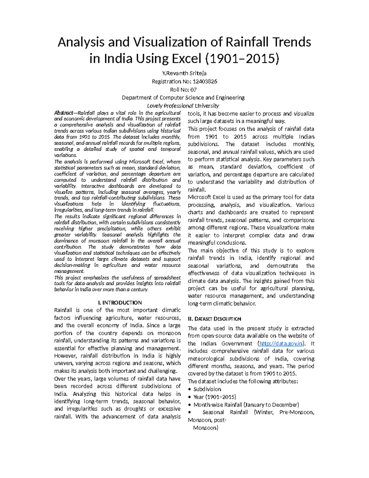 Analysis and Visualization of Rainfall Trends in India (CSE 378) - Studocu