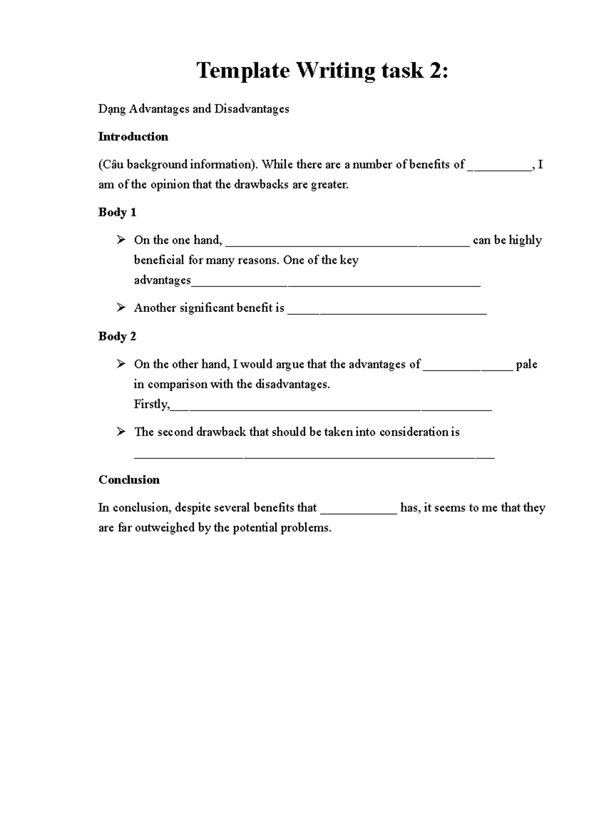 Template Writing task 2 - While there are a number of benefits of , I ...
