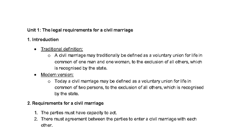 PVL2601: Legal Requirements and Consequences of Civil Marriage - Studocu