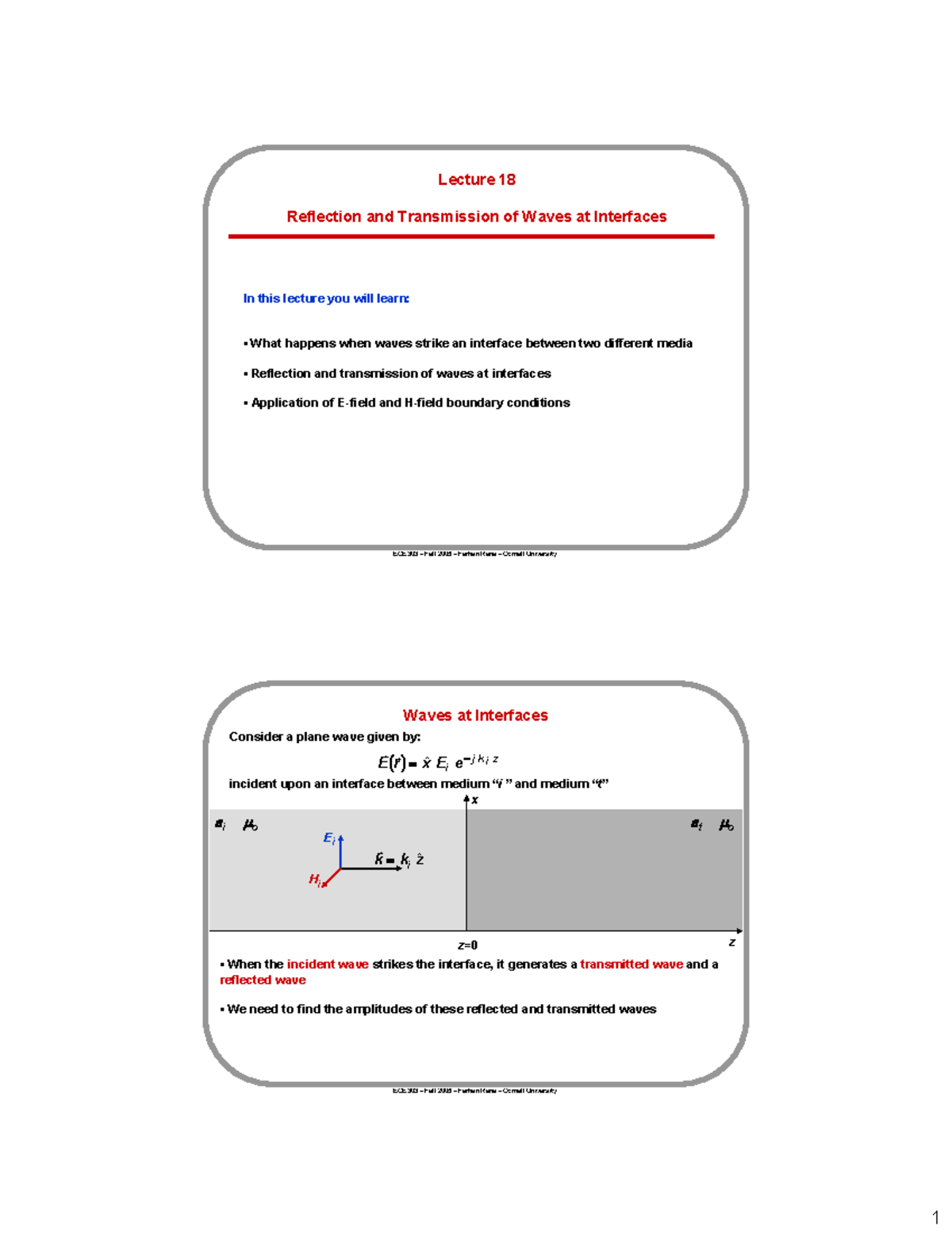 Physics: Waves and Fields - Lecture notes - lecture18 - Lecture 18 ...