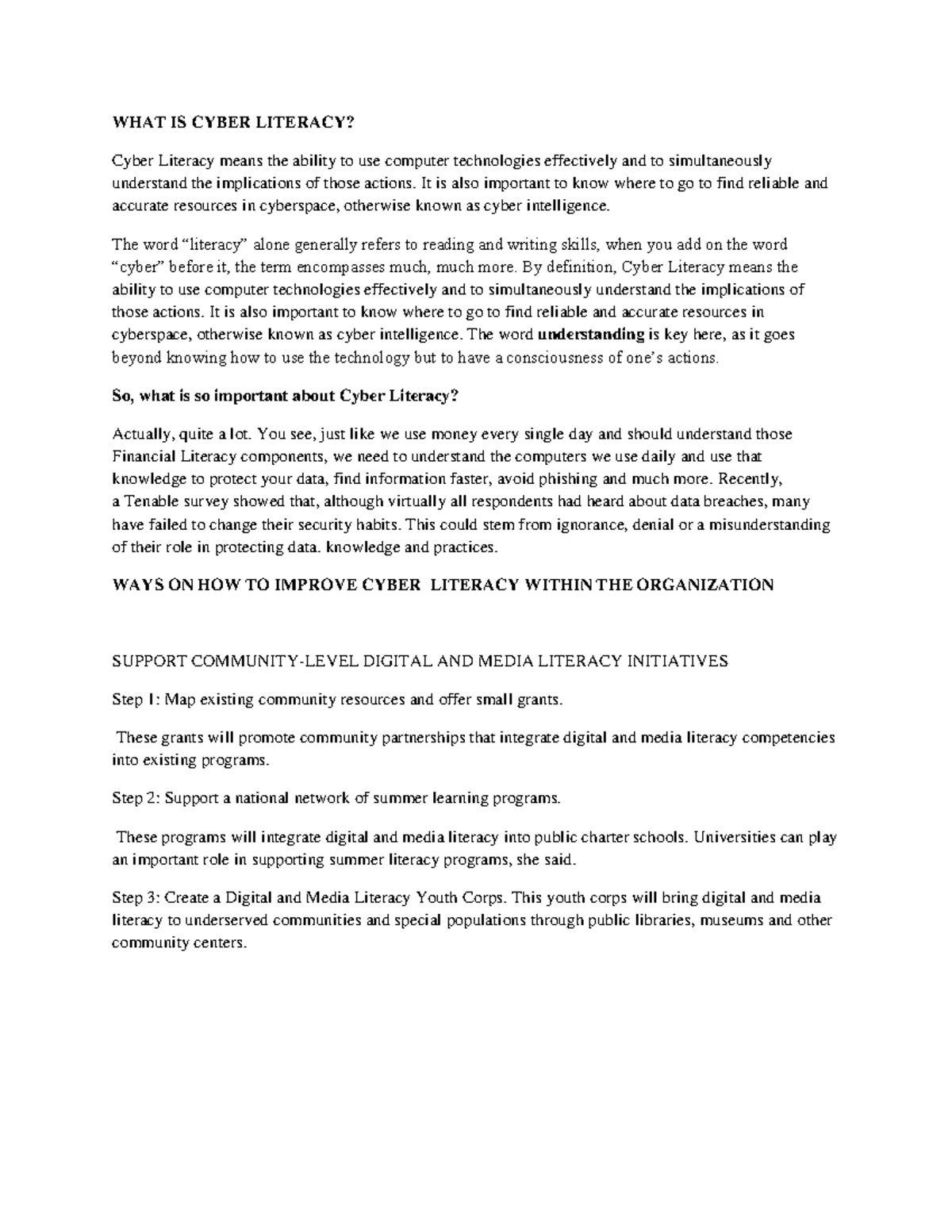 Cyber Literacy: Understanding and Enhancing Digital Skills for K-12 ...