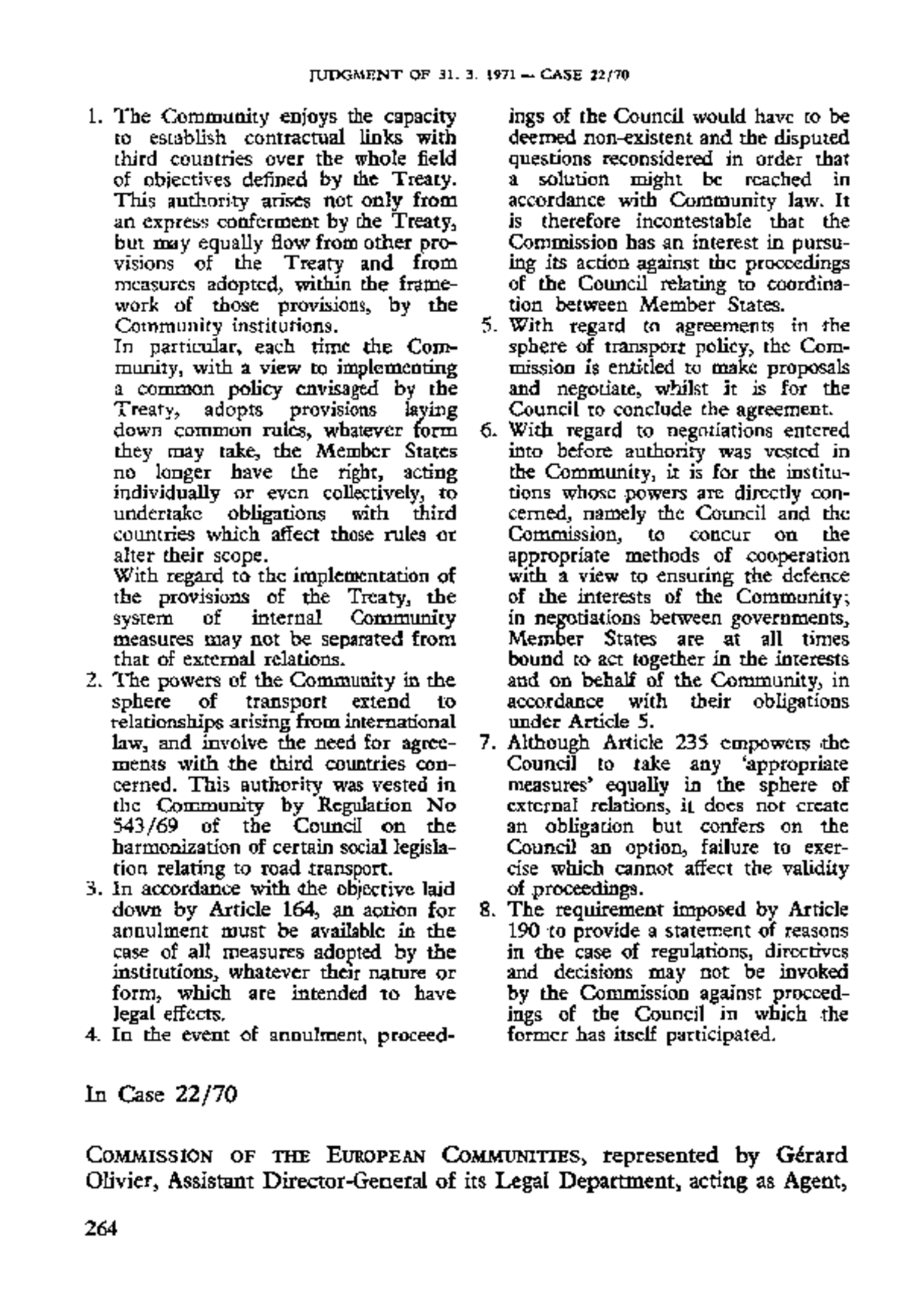 Case 22-70 Judgment Analysis: Commission v. Council (ERTA) - Studocu