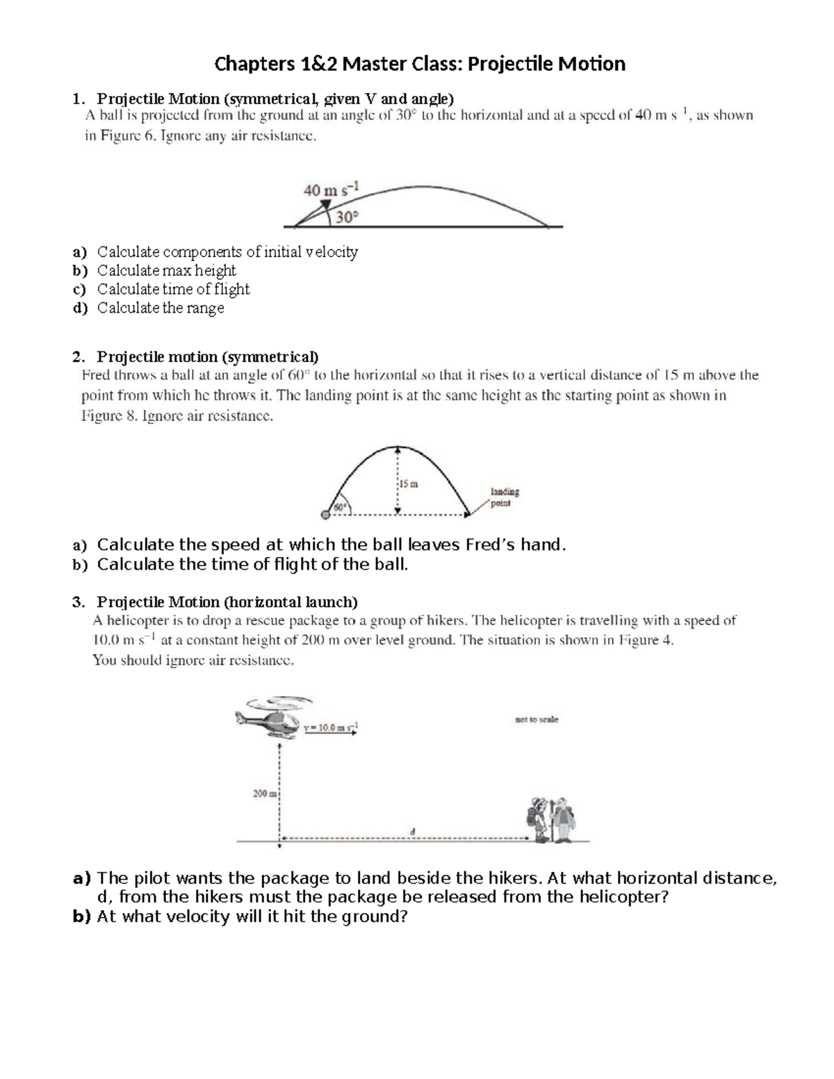 Master Class: Projectile Motion Concepts and Calculations - Studocu