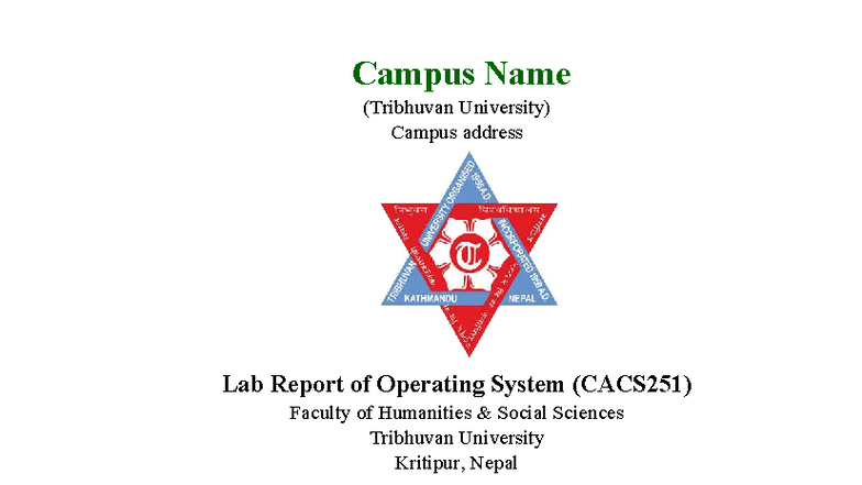 Cover Page - Computer Application - Campus Name (Tribhuvan University ...